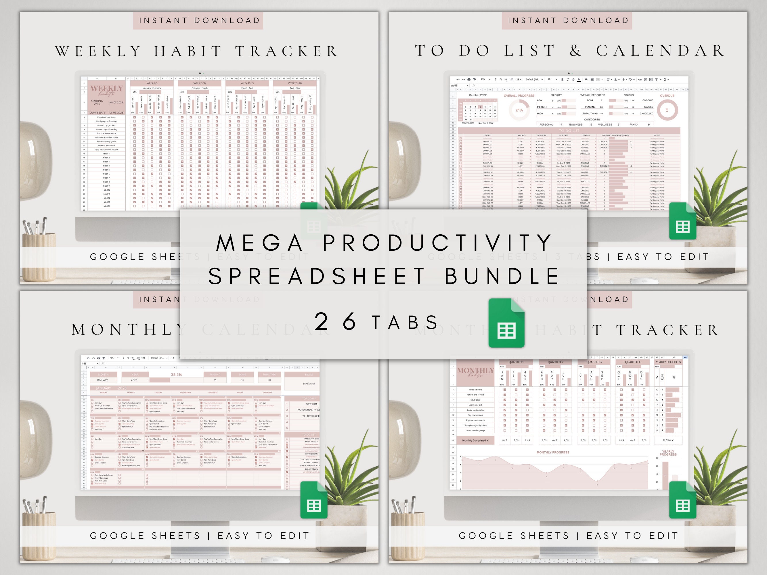 Life Planner Google Sheets 2026 | Productivity Tracker Bundle (digital ...