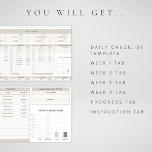 Digital Checklist Template | Excel Spreadsheet | to Do List Template ...