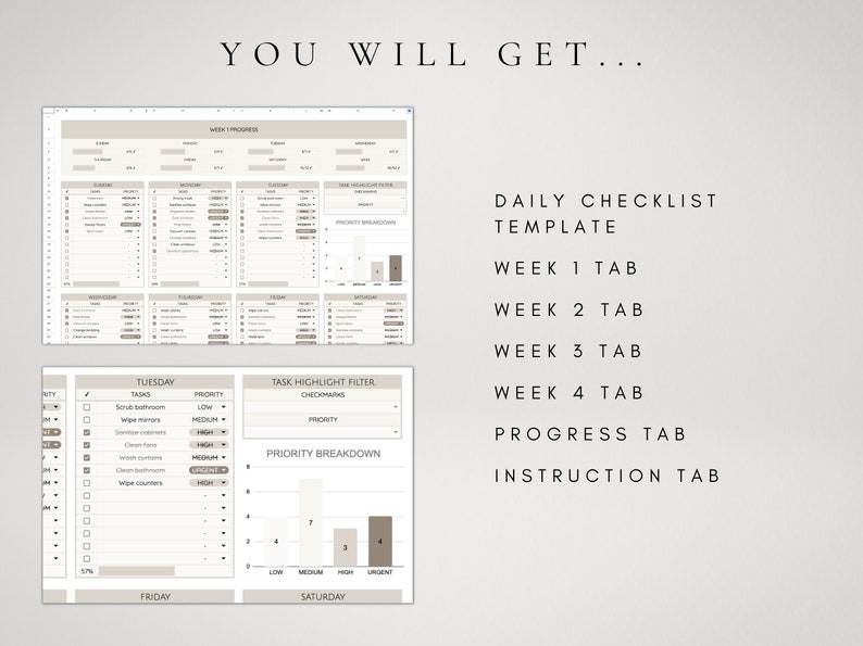 Daily Weekly Checklist Spreadsheet Template | to Do List Template ...