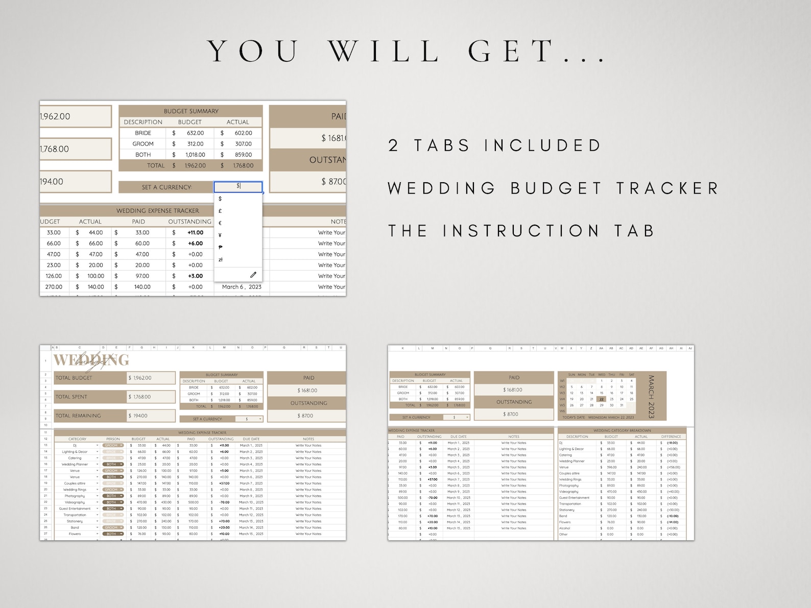 Wedding Budget Spreadsheet Template Google Sheets Wedding - Etsy