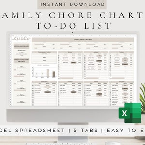 Family Chore Chart Excel Template Weekly Family Chore Spreadsheet Task ...