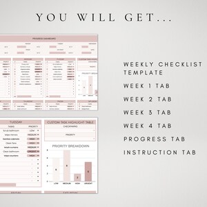 Digital Checklist Template Google Sheets | Undated Planner | Weekly ...