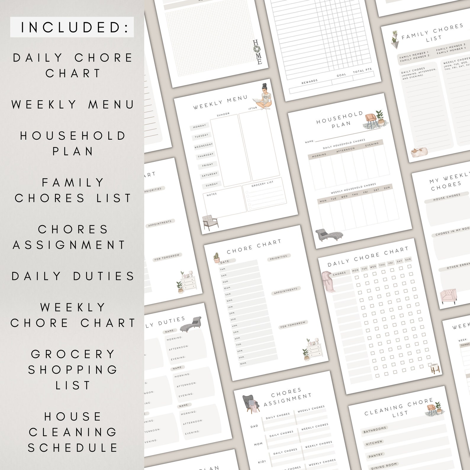 Cleaning Planner Template Editable Cleaning Schedule - Etsy