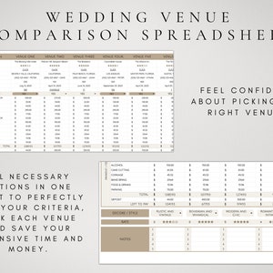 Wedding Venue Comparison | Wedding Planning Spreadsheet | Wedding ...