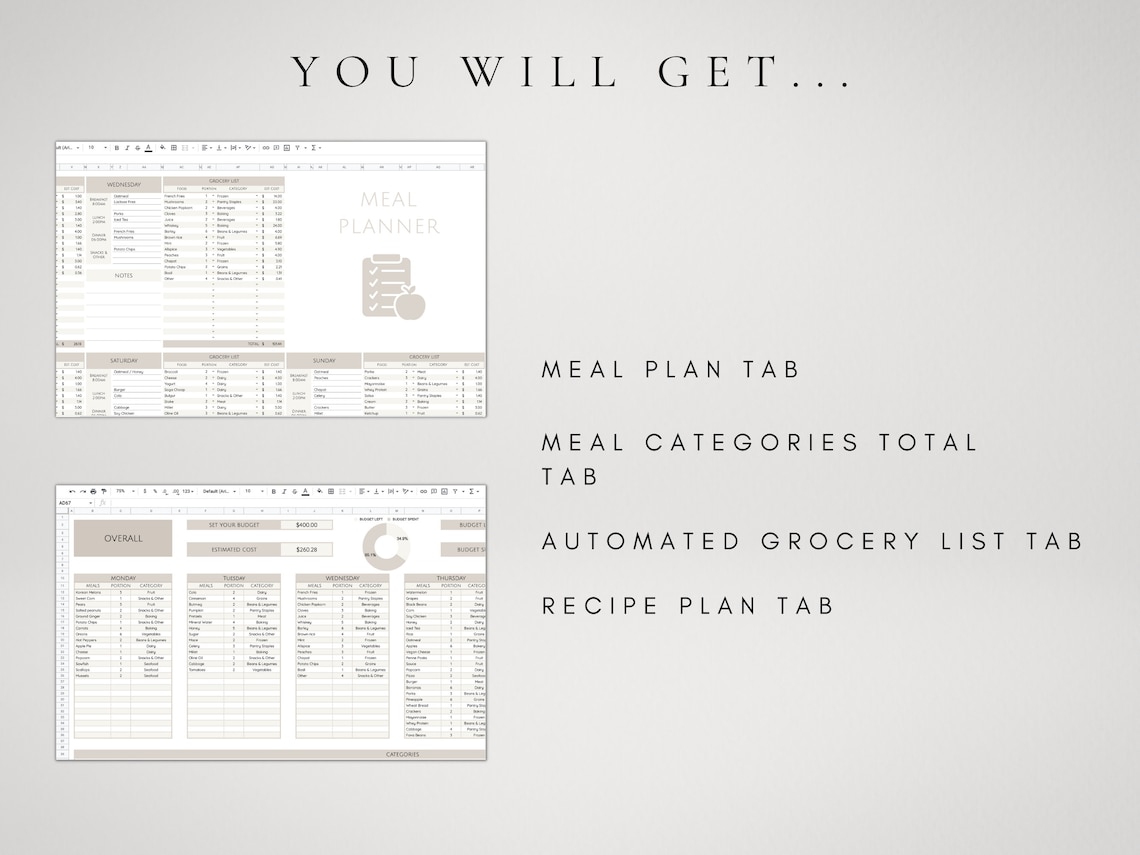 Meal Planner Google Sheets | Meal Planner Template | Meal Planner and ...