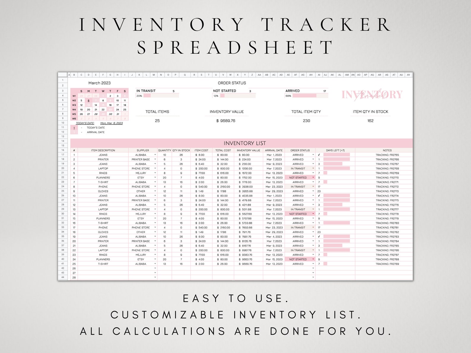 Inventory Tracker Template Spreadsheet Google Sheets | Products ...