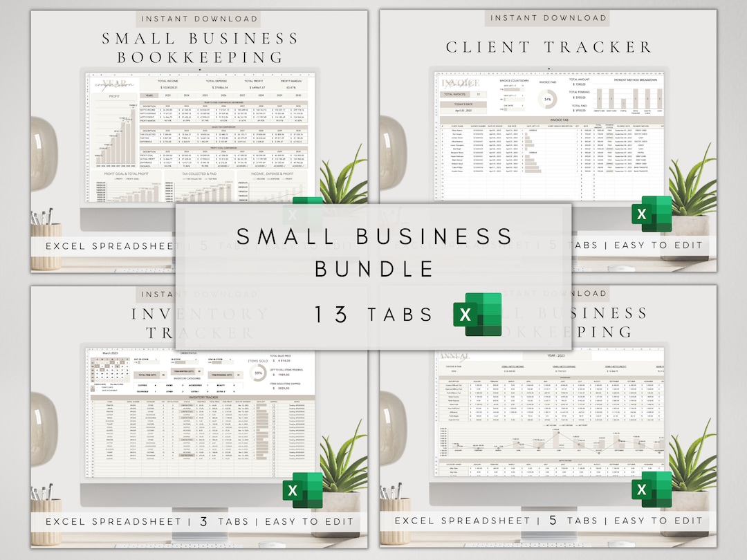 Bookkeeping and Inventory Excel Template | Small Business Client and ...