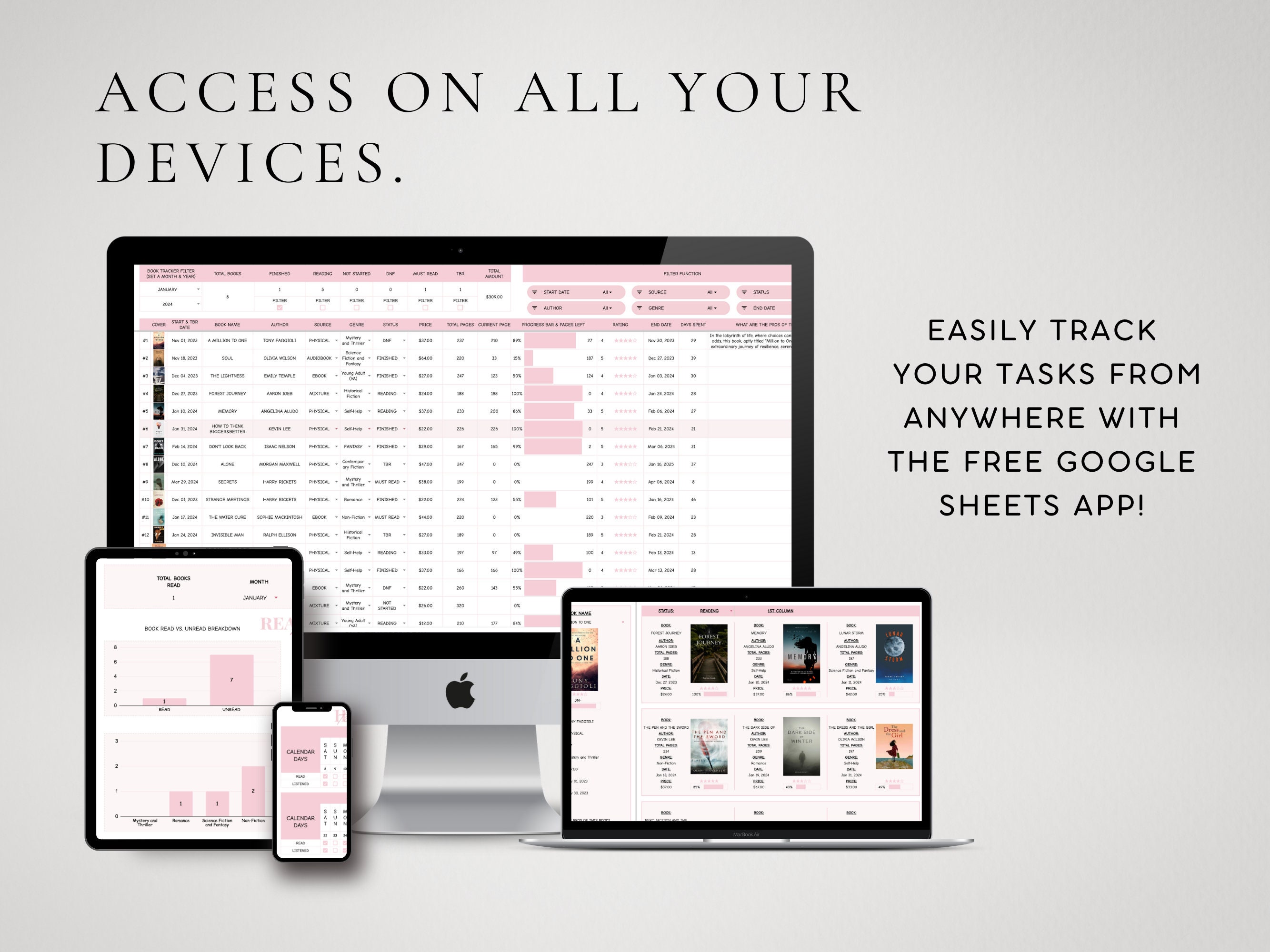Track Your Reading Progress | Digital Reading Tracker Spreadsheet for ...