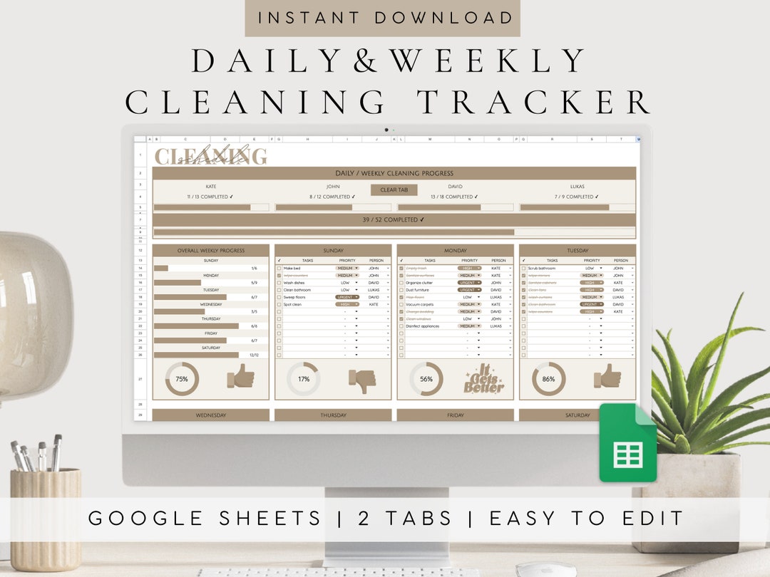Cleaning Planner Template | Digital Cleaning Checklist | Household ...