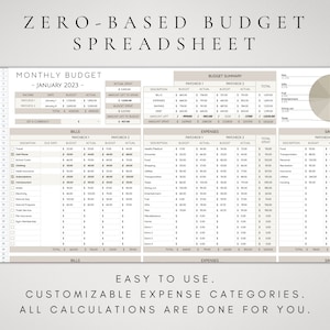 Zero-based Budget 2024 Google Sheets Spreadsheet Paycheck Budget ...