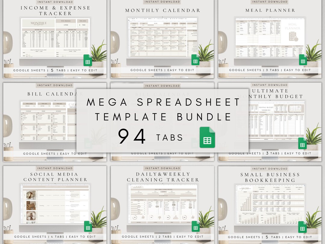 Spreadsheet Template Bundle | Digital Planner Google Sheet | Digital ...