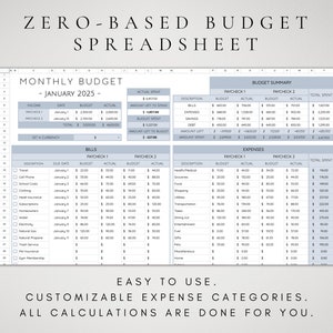 Zero-based Budget Spreadsheet | Finance Template | Financial Planner ...