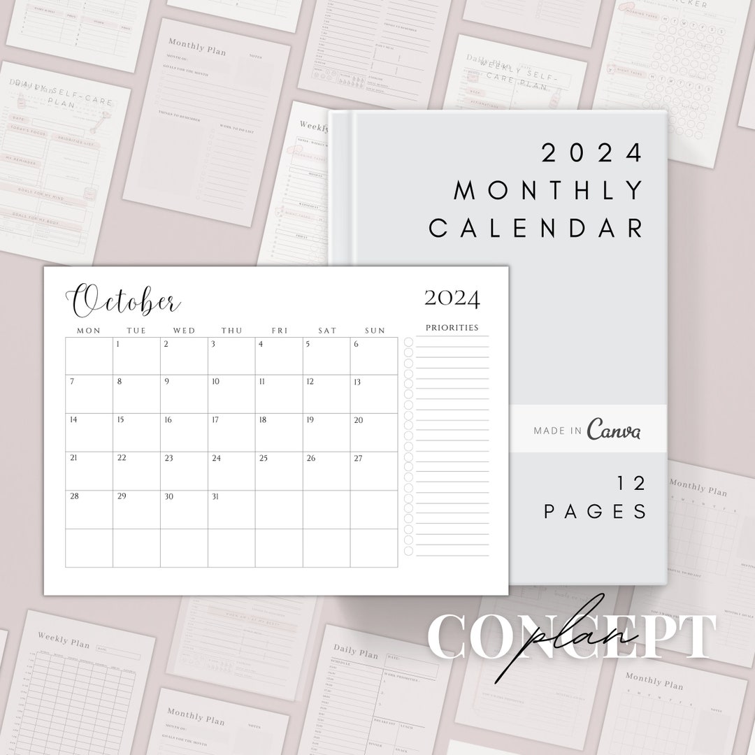2025 Printable Monthly Planner Landscape | Minimalist Black & White ...
