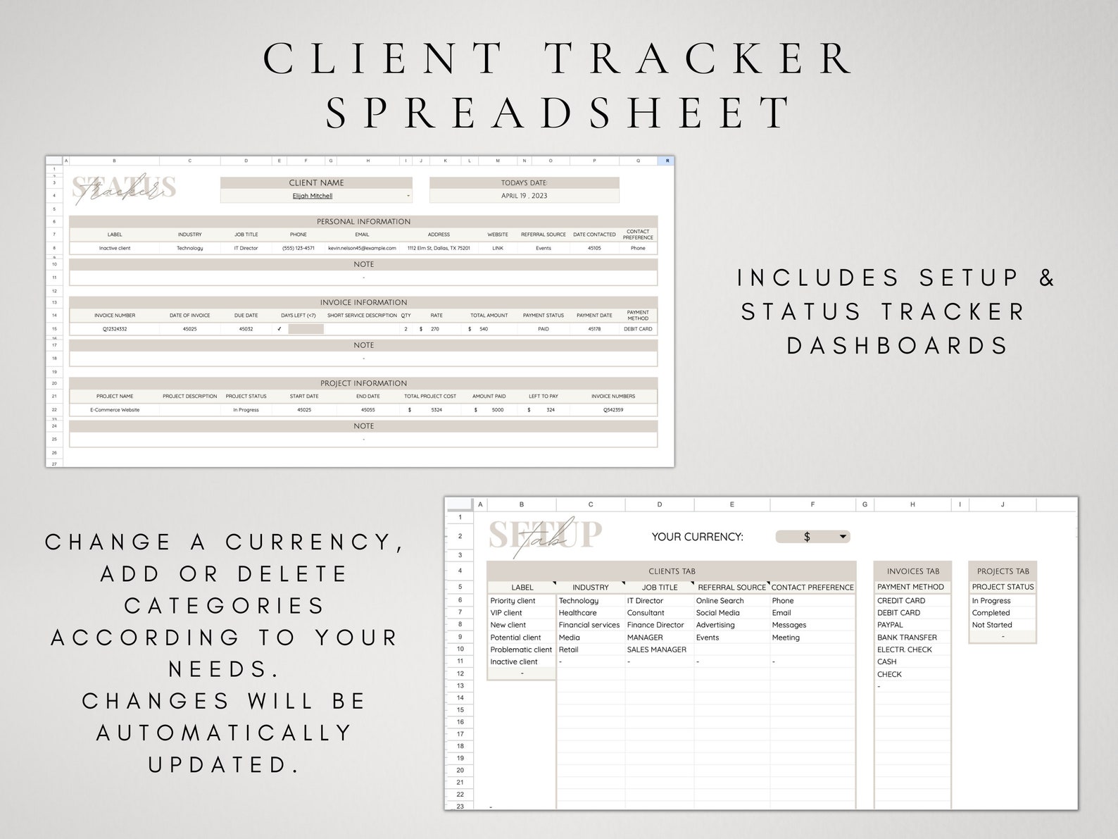 Client Tracker Google Sheets Template | Client Management Spreadsheet ...