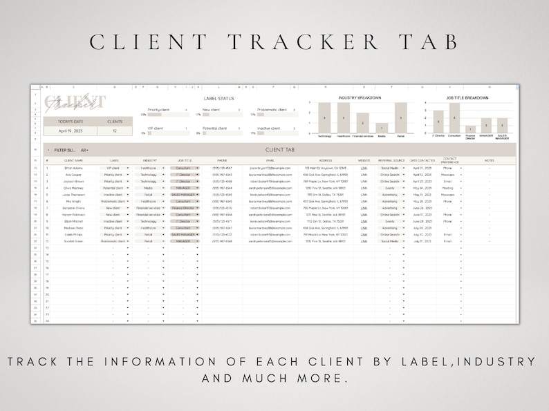 Client Tracker Google Sheets Template | Client Management Spreadsheet ...