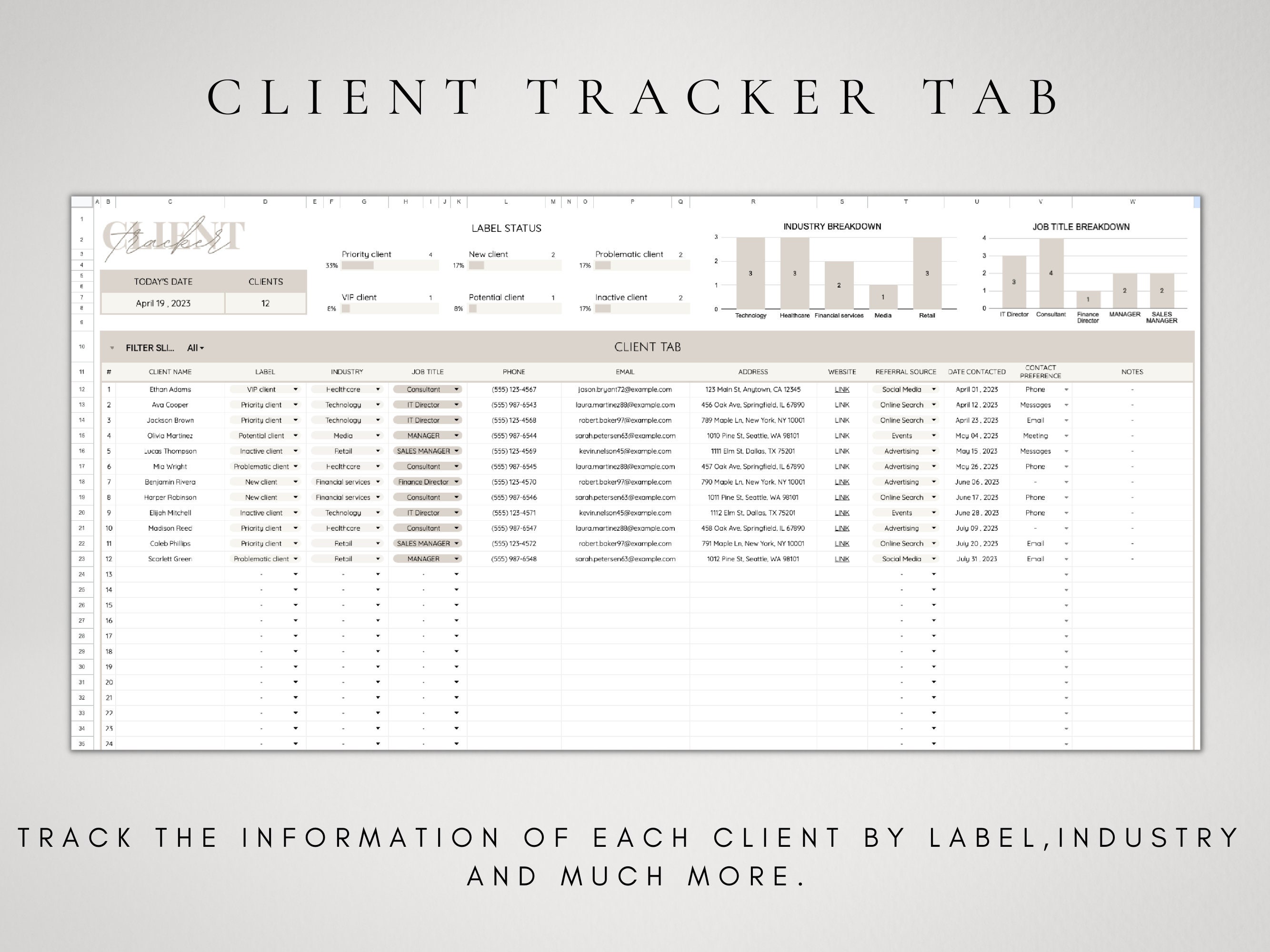 Client Tracker Google Sheets Template | Client Management Spreadsheet ...