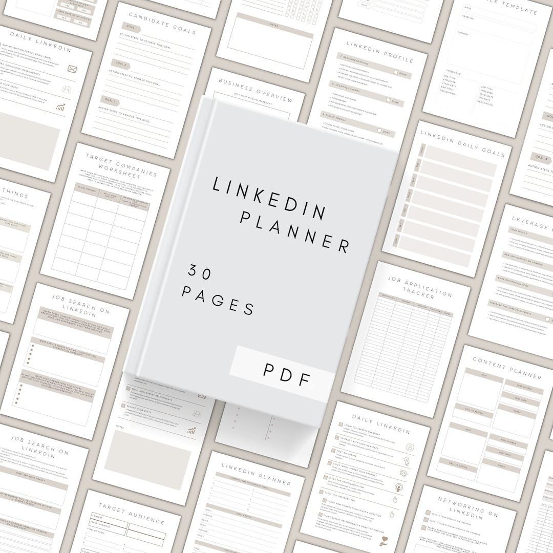 Linkedin Planner Printable | Digital Linkedin Template | Marketing Planner PDF | Daily Goal ...