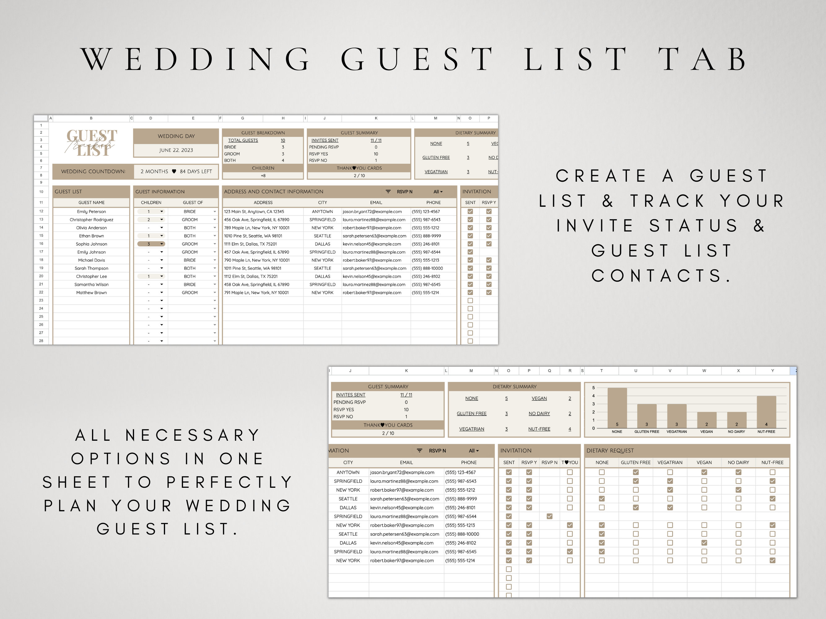 Google Spreadsheet Guest List Template | Digital Wedding Event Planner ...