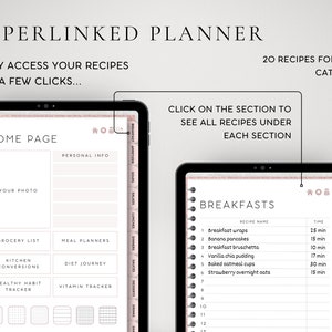 Digital Recipe Book Goodnotes Template | iPad Recipe Journal | Meal ...