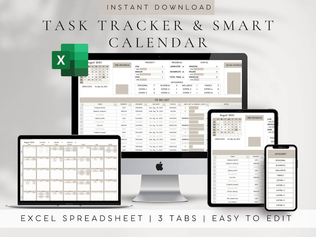 Excel to Do List Spreadsheet Template | Task Tracker Template Excel ...