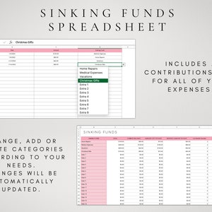 Sinking Funds Spreadsheet Excel Savings Tracker Budget - Etsy