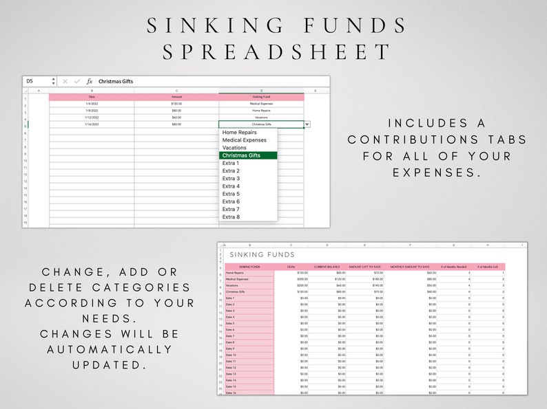 Sinking Funds Spreadsheet Excel Savings Tracker Budget - Etsy