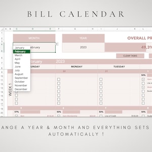Excel Bill Tracker Template | Excel Billing Calendar |payment Dashboard ...