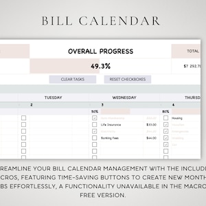 Bill Calendar Excel | Bill Tracker Template Excel | Digital Calendar ...