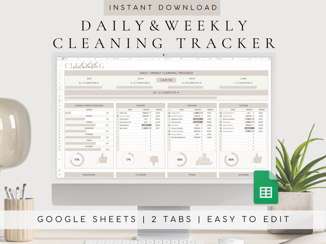 Editable Weekly Cleaning Checklist | Daily Cleaning Schedule | Cleaning ...