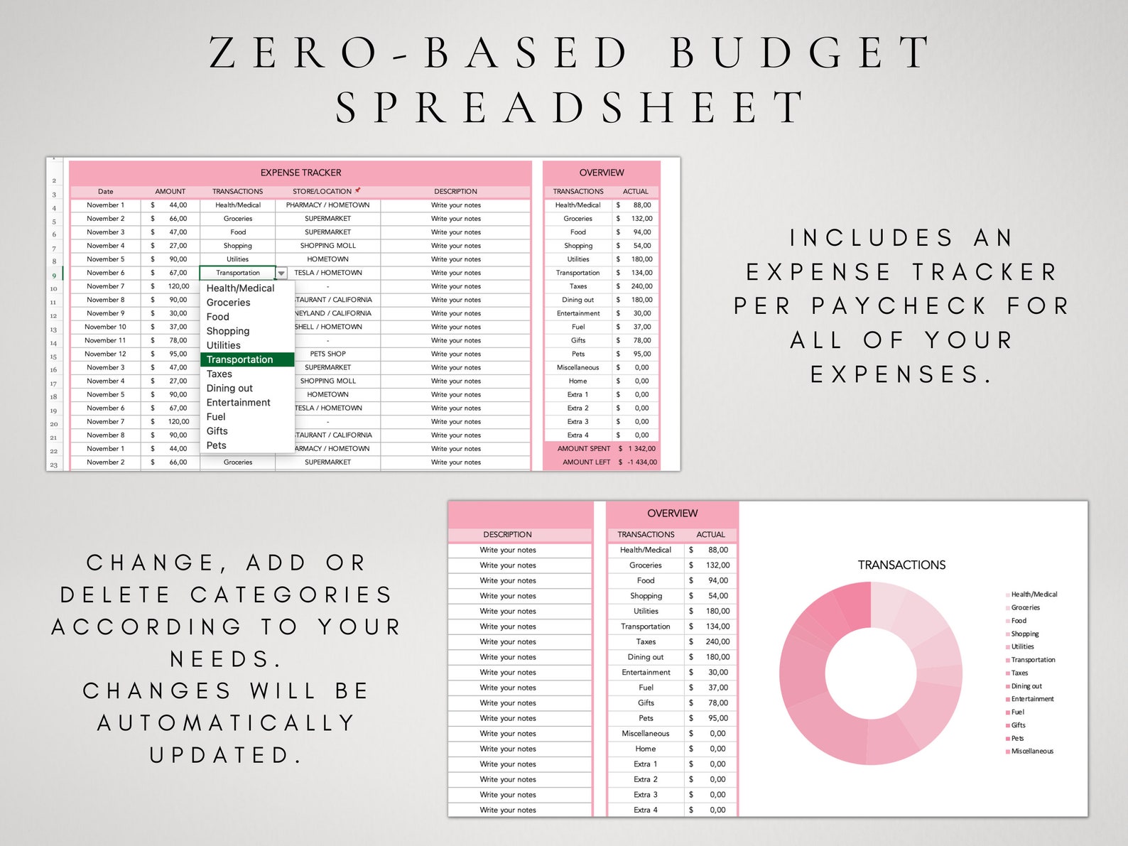 Excel Zero-based Budget Spreadsheet Template | Personal Finance Planner ...