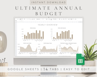 Annual Budget Spreadsheet, Monthly Budget, Google Sheets Budget ...