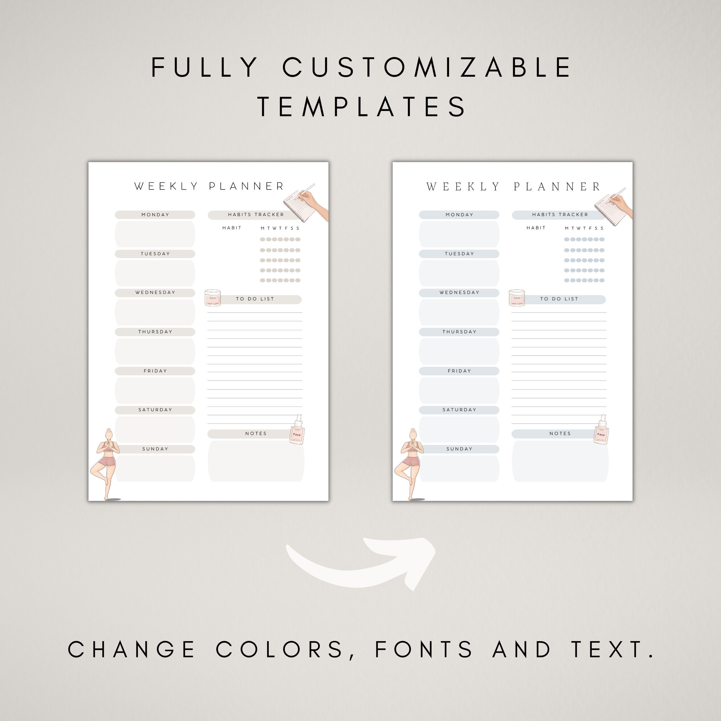 Weekly Planner Template | Printable Weekly to Do List | Editable Weekly ...