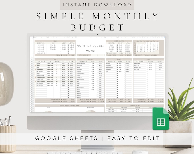 Zero-based Budget Spreadsheet | Finance Template | Financial Planner ...