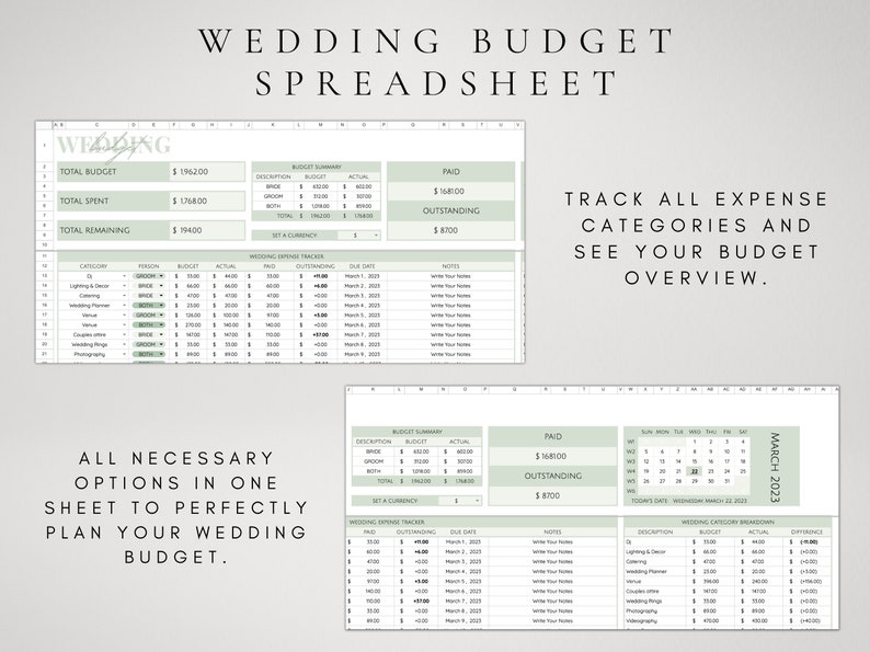 Digital Wedding Budget Tracker Wedding Expense Tracker - Etsy