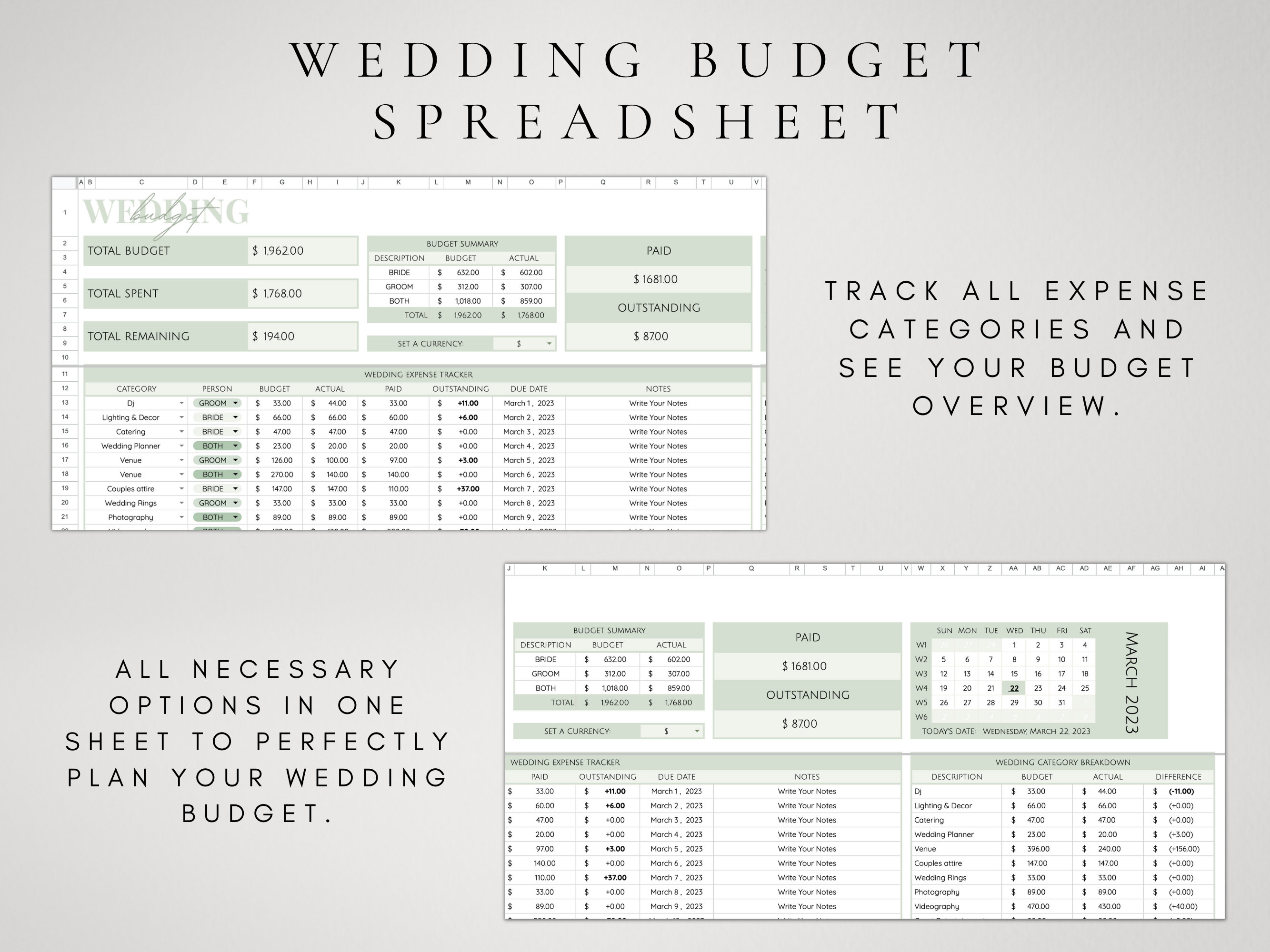 Digital Wedding Budget Tracker Wedding Expense Tracker - Etsy Australia