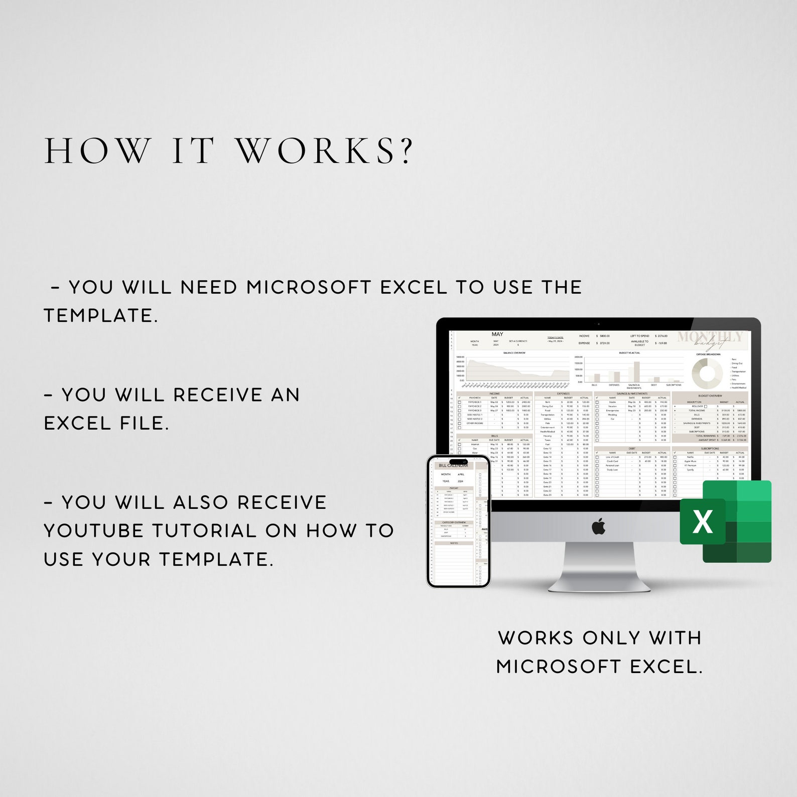 Digital Monthly Budget Planner Excel Budget Spreadsheet Template ...