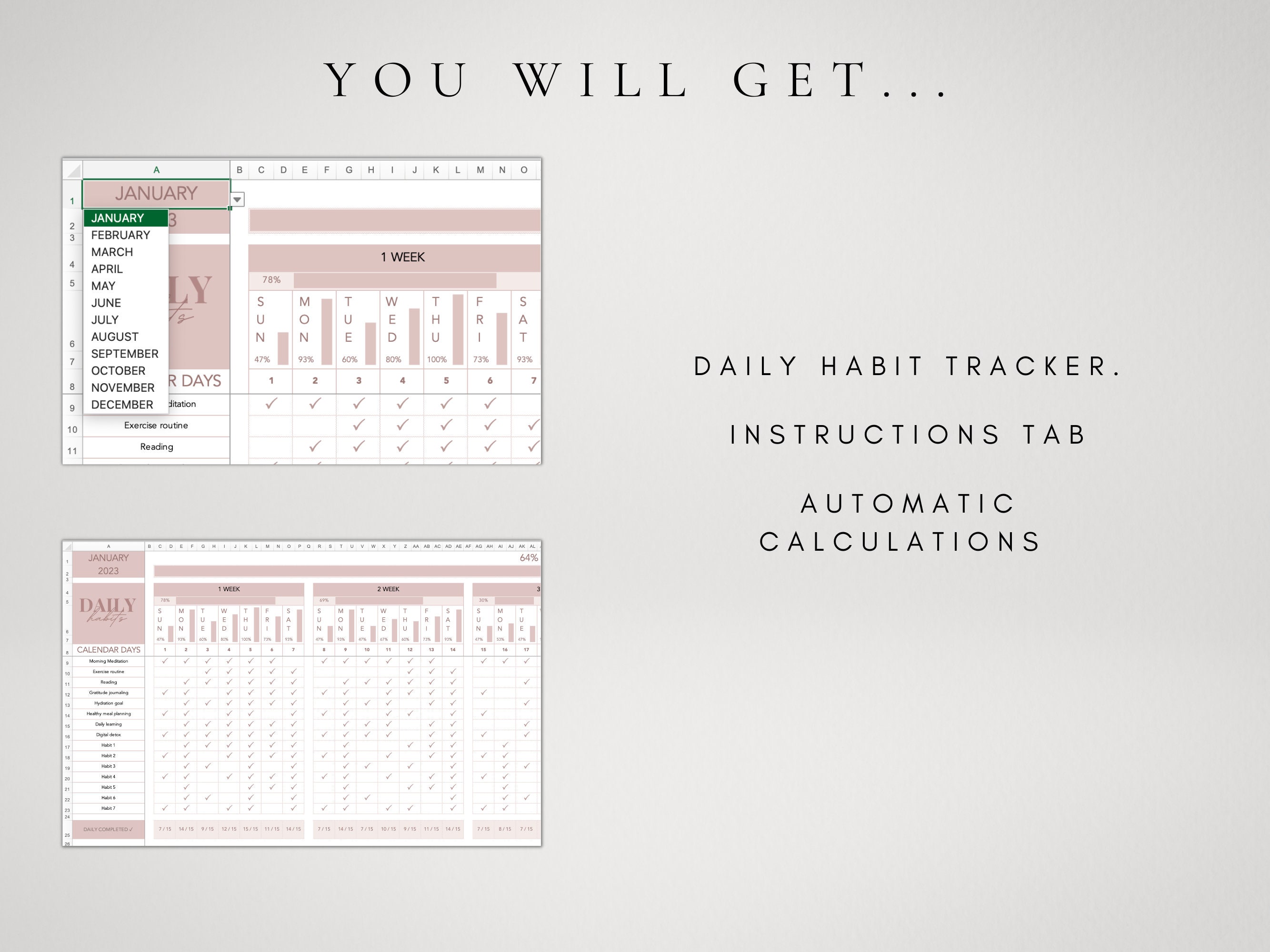 Habit Tracker Spreadsheet Template Excel - Etsy UK