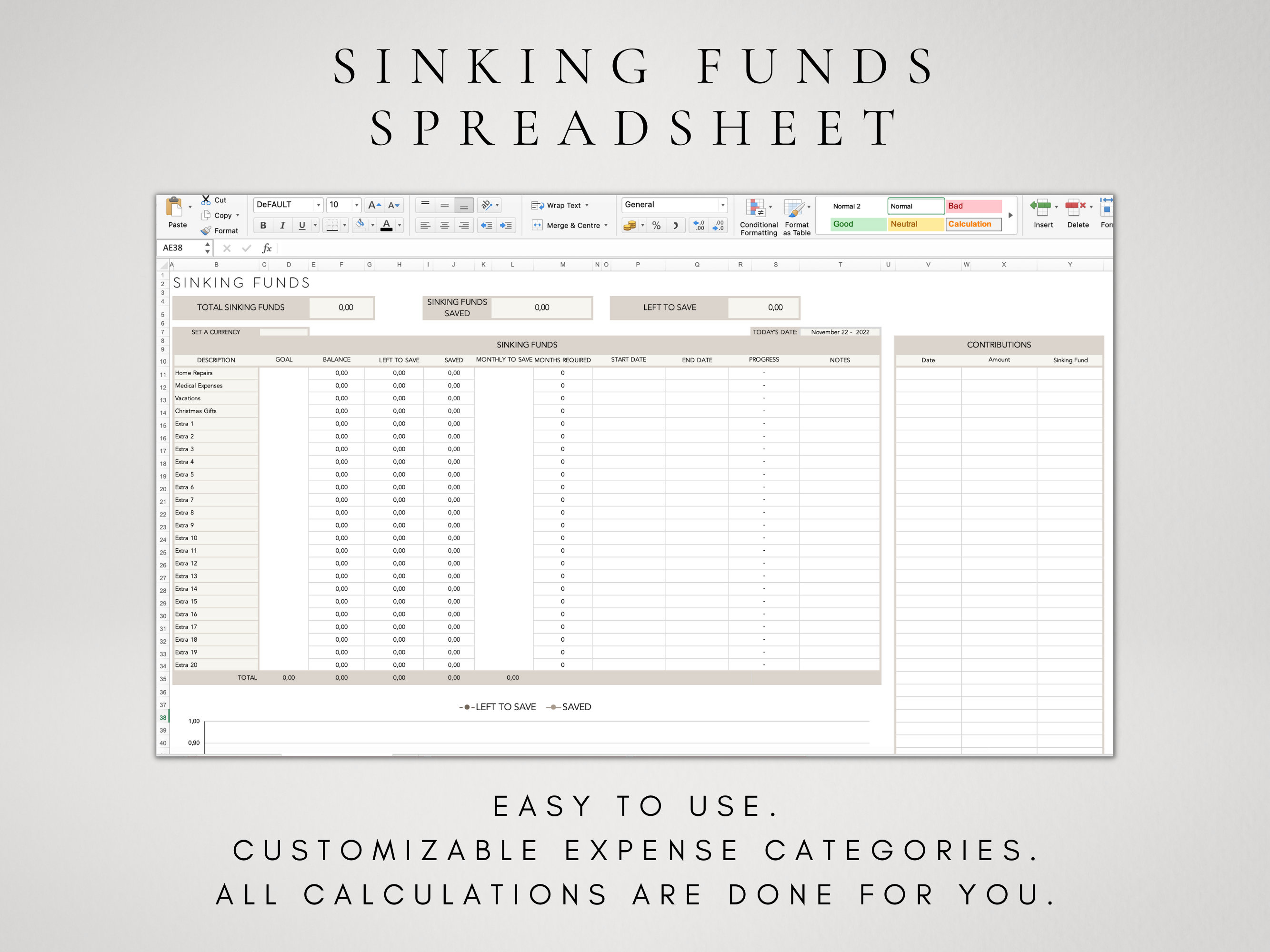 Sinking Funds Excel Spreadsheet Sinking Funds Planner - Etsy