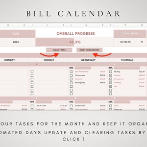 Excel Bill Tracker Template | Excel Billing Calendar |payment Dashboard ...