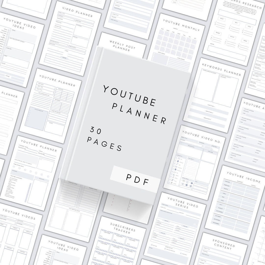 Printable Youtube Planner | Digital Blogger Worksheet | Social Media ...