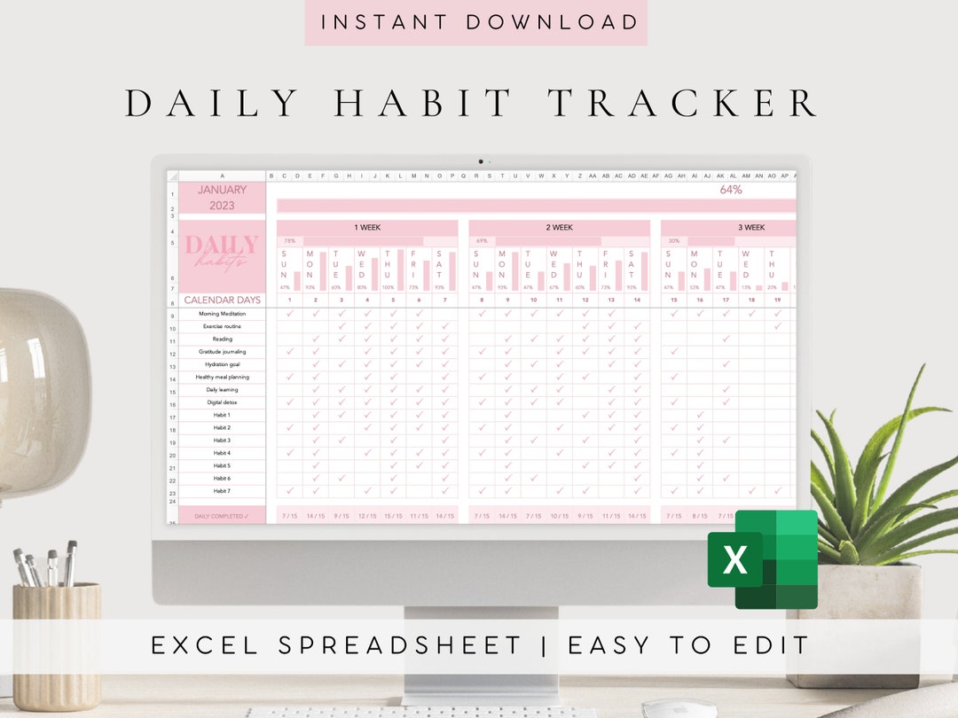 Productivity Planner Spreadsheet Template Excel| Daily, Weekly, Monthly ...