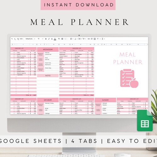 Digital Meal Planner Automated Grocery List Meal Planner - Etsy