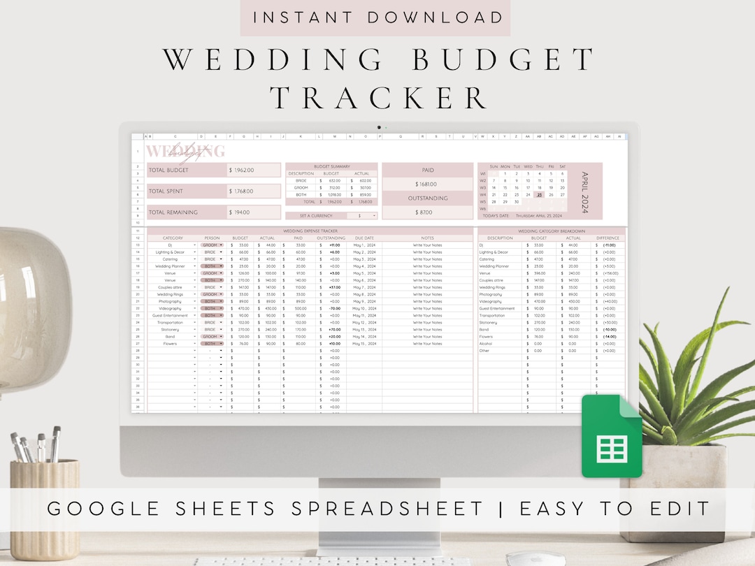 Wedding Expense Template | Bride and Groom Budget Binder | Wedding ...