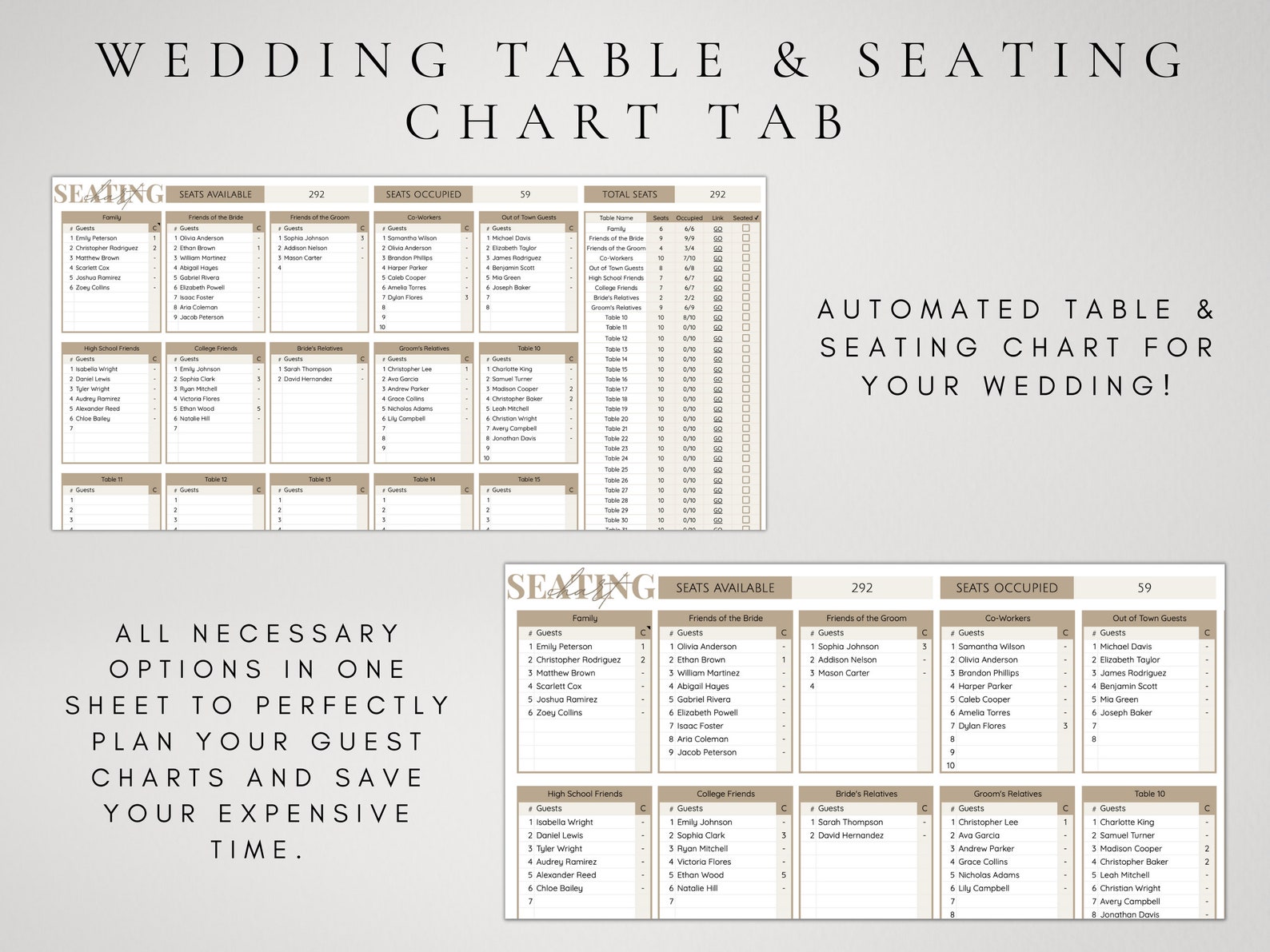Wedding Guest List Template Google Sheets | Wedding Seating Chart ...
