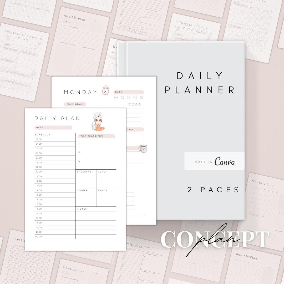 Daily Planner 2024 Printable Editable Daily Schedule Template Digital ...
