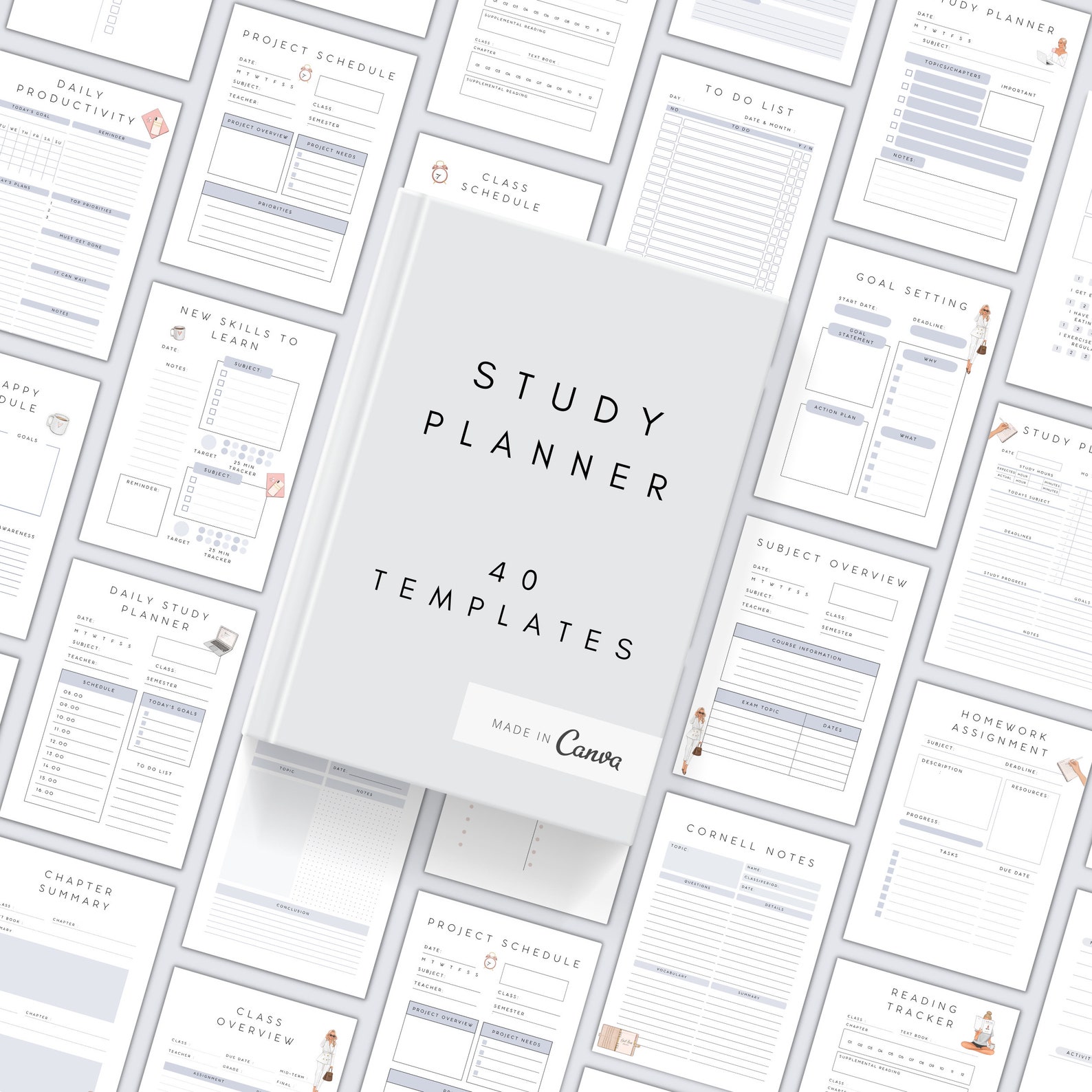 Student Planner Printable Editable Canva Academic Planner - Etsy