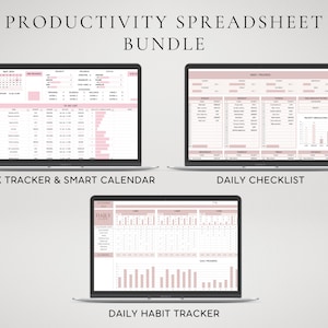 Productivity Spreadsheet Template Bundle | Excel Spreadsheet Template ...
