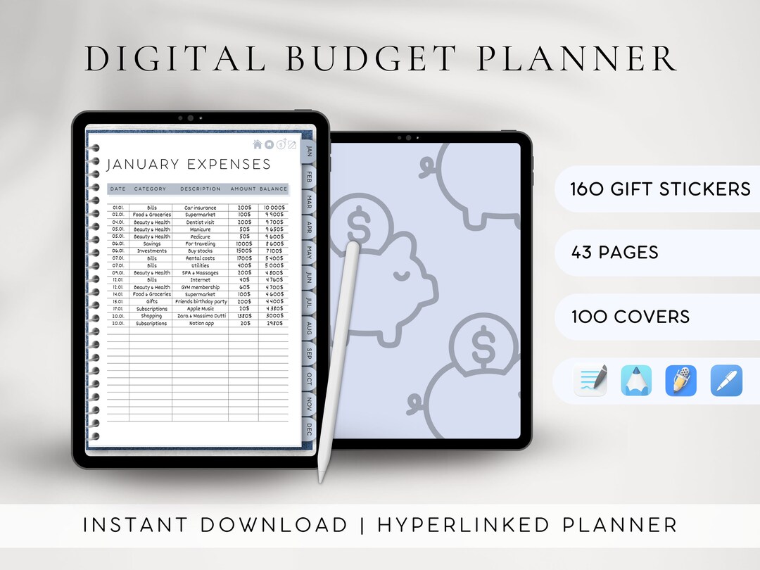 Digital Financial Planner | Budget Planner | iPad Undated Planner ...