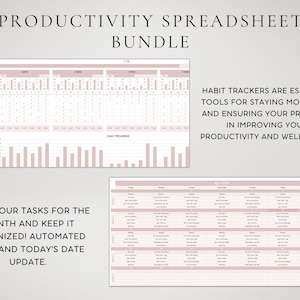 Productivity Spreadsheet Template Bundle | Excel Spreadsheet Template ...