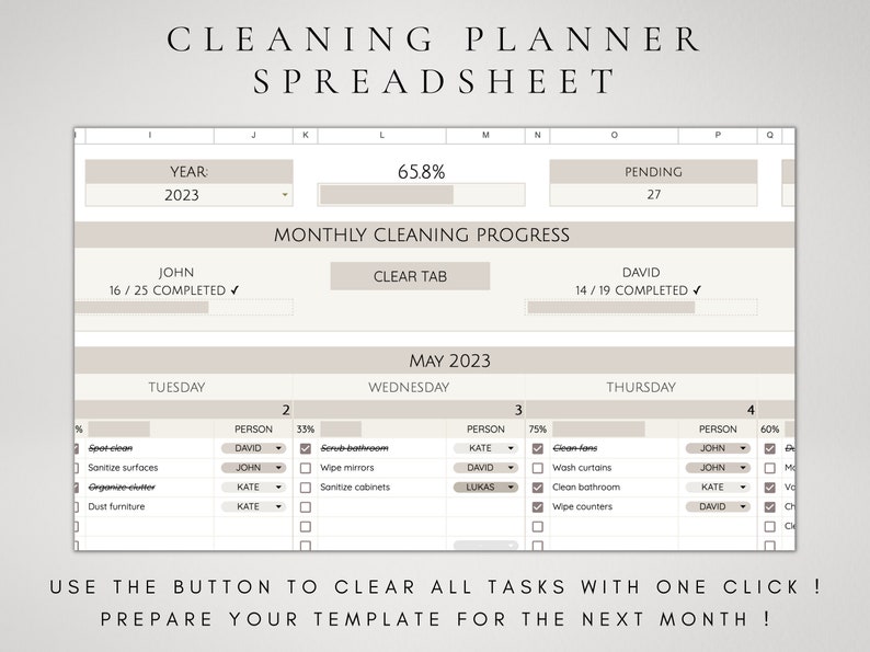 Cleaning Checklist Spreadsheet Template Google Sheets - Etsy